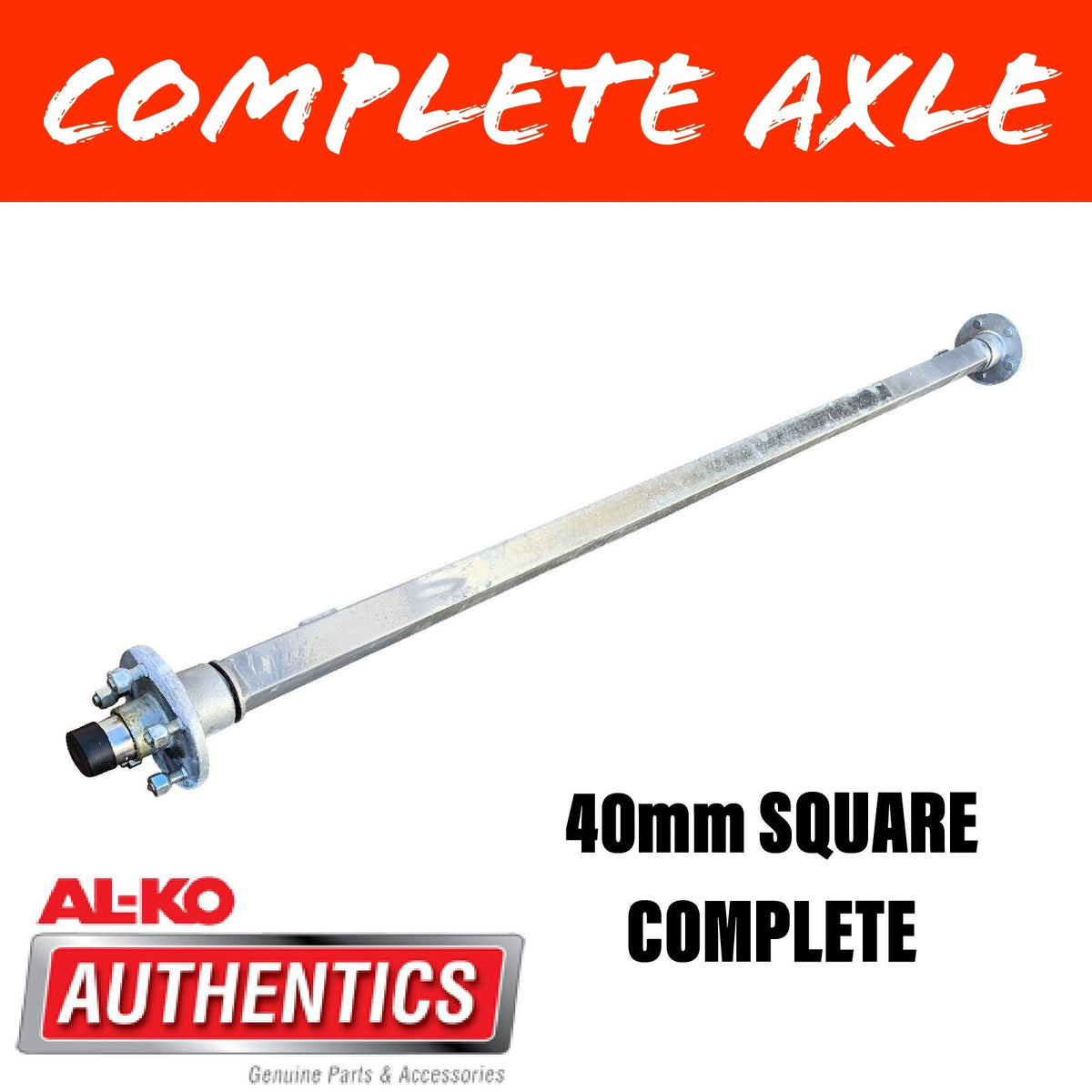 40MM SQUARE GALVANISED AXLES UNBRAKED COMPLETE – R&M Trailer Spares