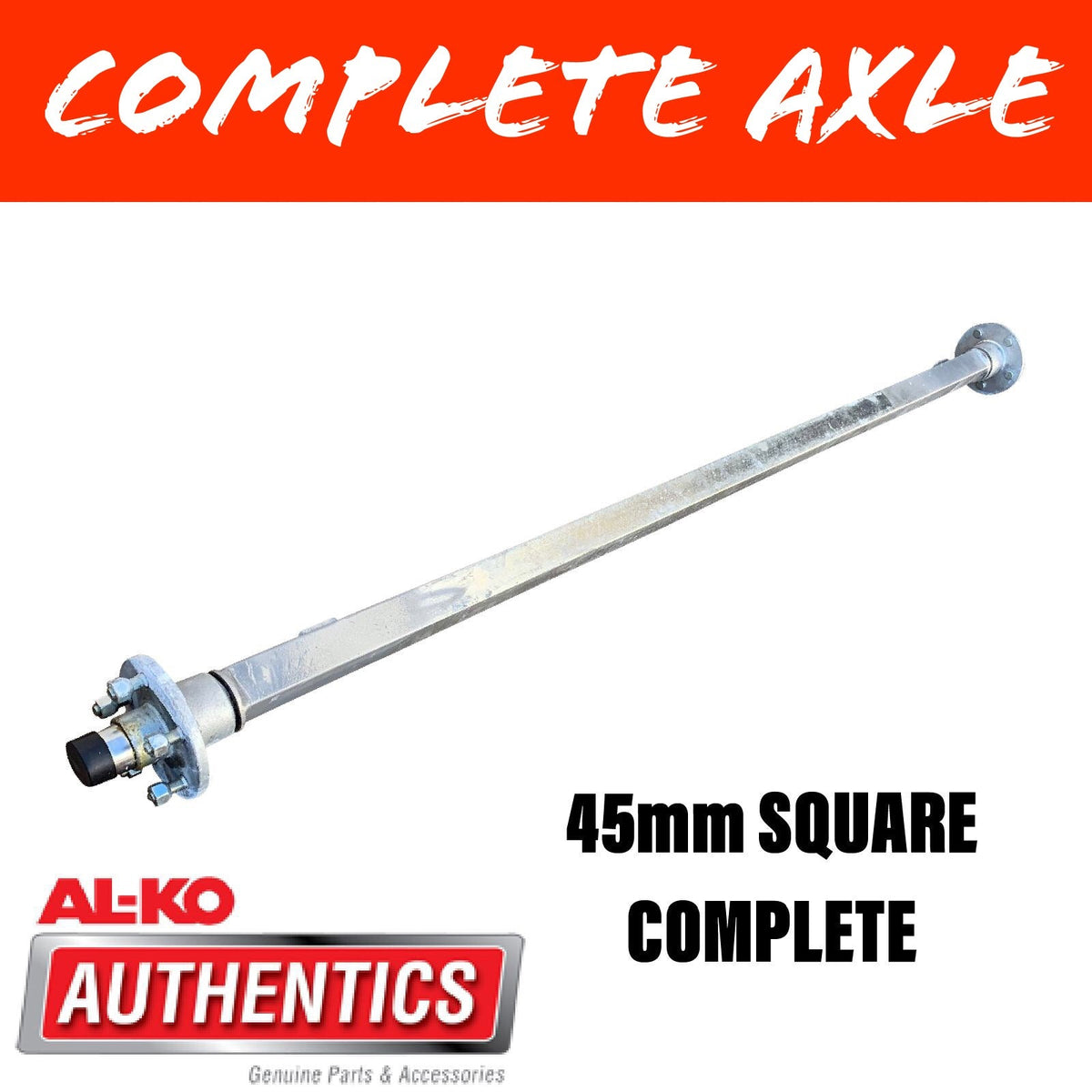 45MM SQUARE GALVANISED AXLES UNBRAKED COMPLETE – R&M Trailer Spares