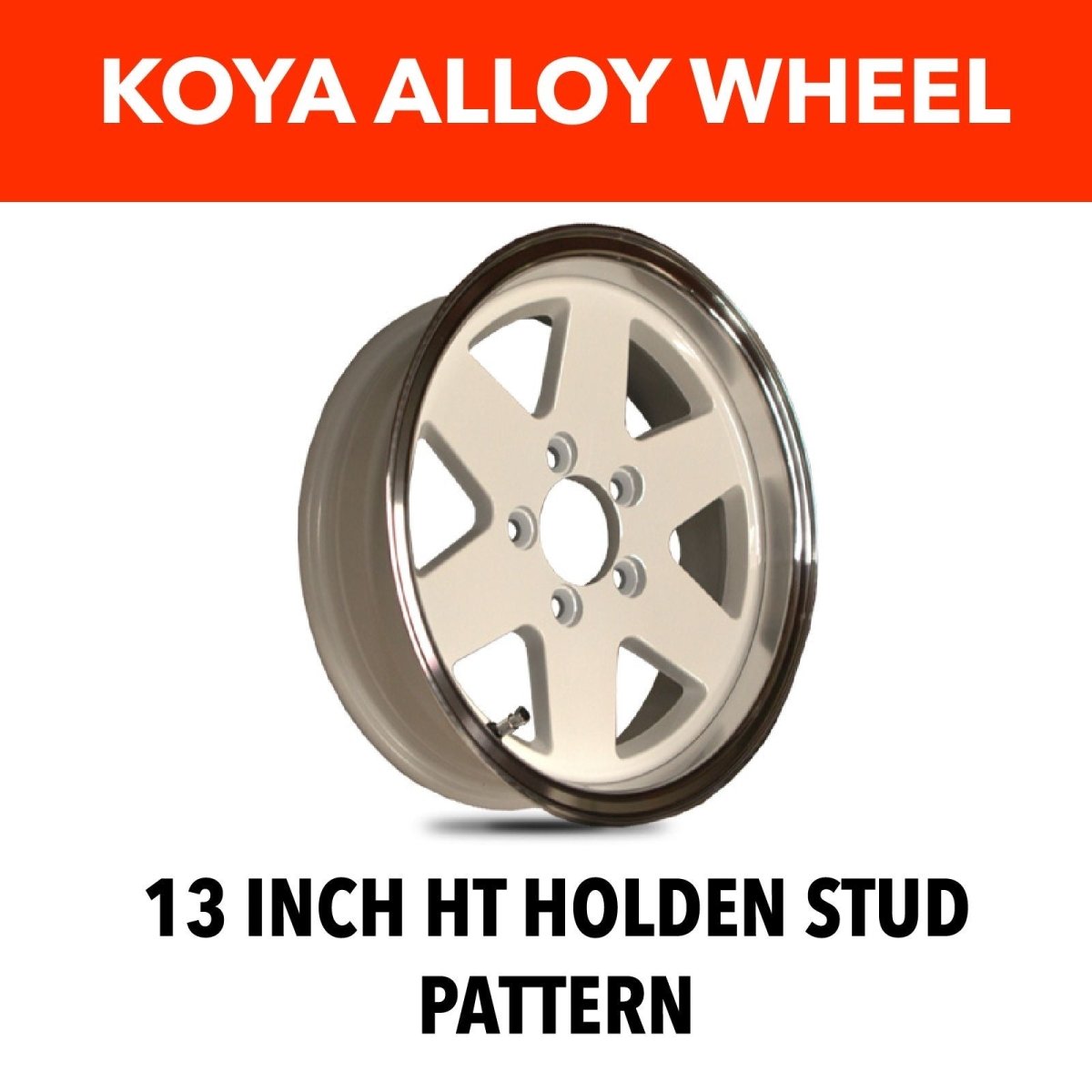 13″ Koya White Alloy Trailer Wheel – 5-Stud HT Holden 4.25″ Pattern – R ...