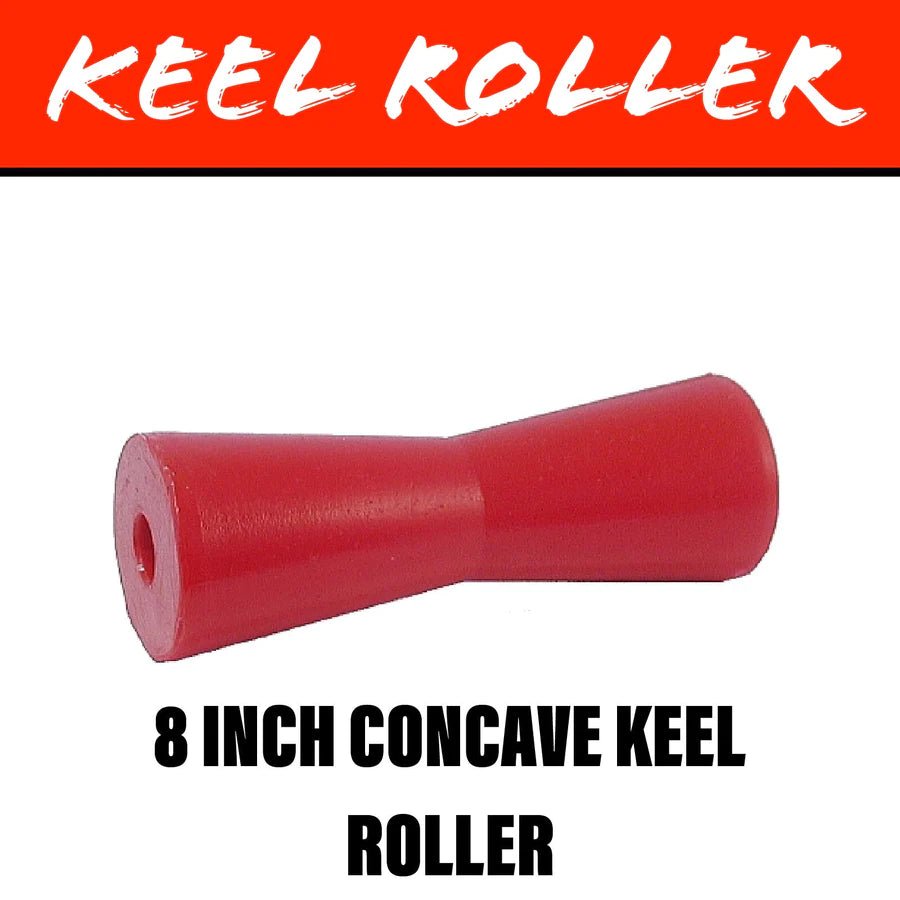 8″ Red Poly Concave Keel Roller – 20 mm Bore – R&M Trailer Spares