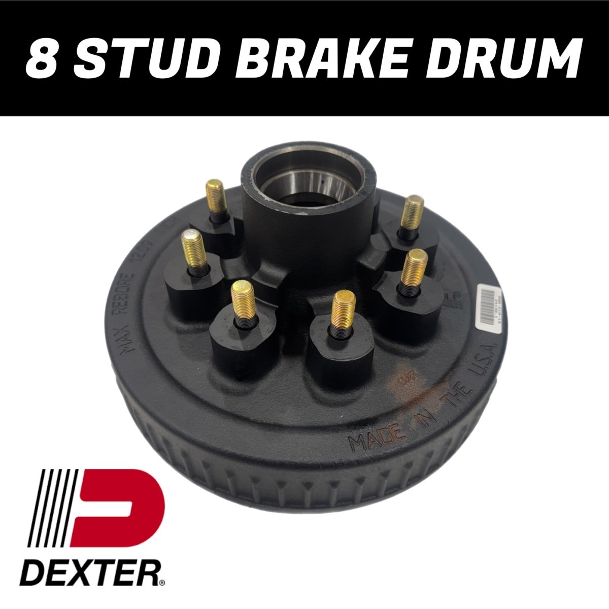 Dexter 12″ Hub & Drum Kit – 8-on-6½″, 7,200 lb Capacity, Bearings 25580 ...