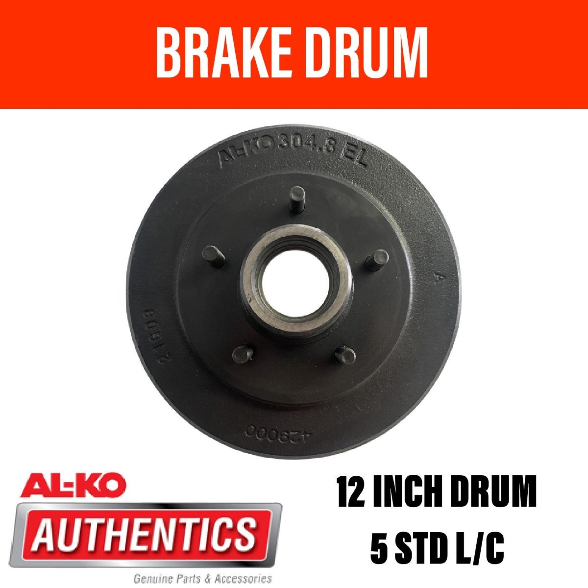 AL‑KO 12″ Brake Drum – 5‑Stud 150 mm, 2 T Bearings Suit – R&M Trailer ...
